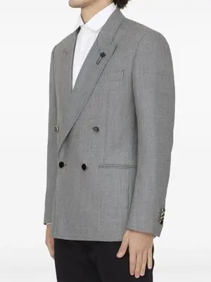 LARDINI Double-breasted Wool Jacket - Grey