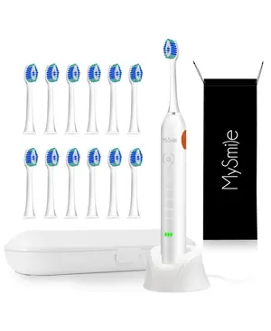 MYSMILE Sonic Toothbrush & Replacement Heads Bundle White