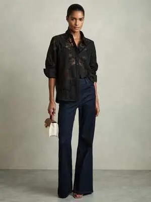 REISS Lacey Lace-front Shirt