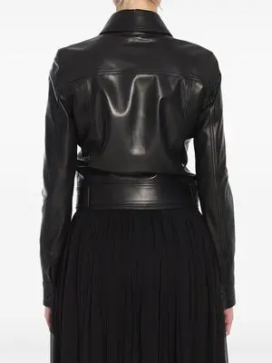 Saint Laurent Cropped Leather Jacket - Black