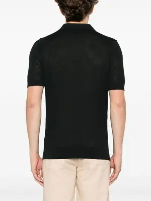 Fedeli Ribbed Polo Shirt - Blue