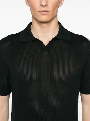 Fedeli Ribbed Polo Shirt - Blue
