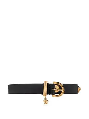 Versace Medusa Safety Pin Leather Belt In Black - 50% Off  display picture 1