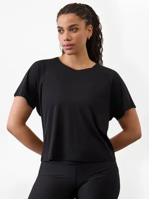 Athleta Grid Knit Tee - Black