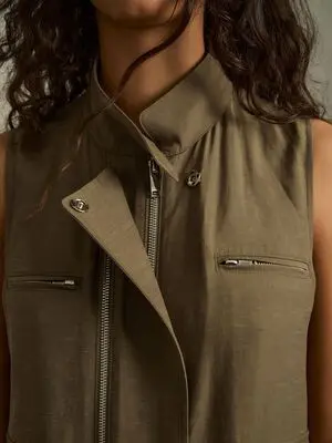 REISS Essie Linen Utility Mini Dress