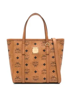 Mcm Logo-print Tote Bag - Brown