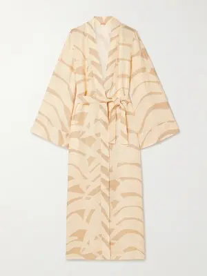 Johanna Ortiz Sail Softly Belted Printed Linen Robe - Neutrals