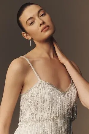 Bhldn Rhinestone Fringe Mini Dress