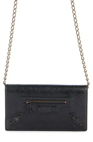 Balenciaga Le City Leather Wallet On A Chain - 1000 Black