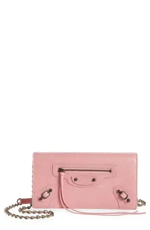 Balenciaga Le City Leather Wallet On A Chain - 5826 Vintage Pink