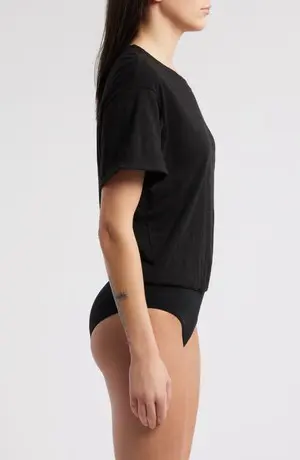 Wit & Wisdom Stretch Cotton Crewneck Bodysuit - Black
