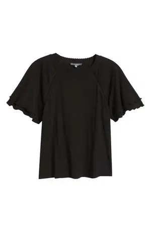 Wit & Wisdom Flutter Sleeve Top - Black
