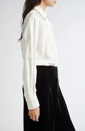 GOLDEN GOOSE Journey Embellished Striped Shirt - Papyrus