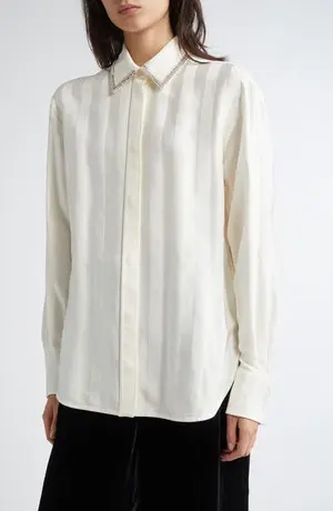 GOLDEN GOOSE Journey Embellished Striped Shirt - Papyrus