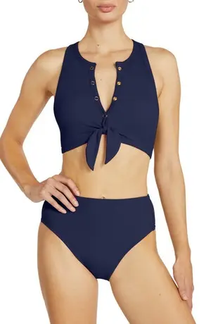 Robin Piccone Amy Racerback Bikini Top - Navy