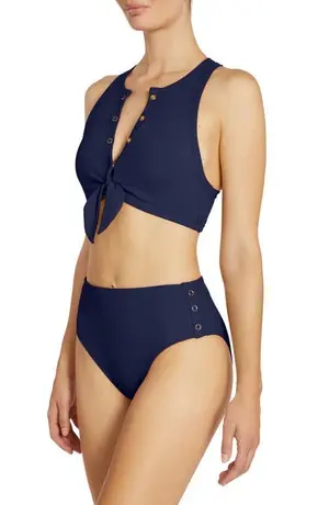 Robin Piccone Amy Racerback Bikini Top - Navy