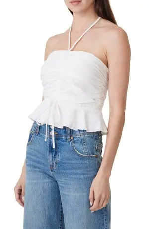 Habitual Ruched Halter Top - White