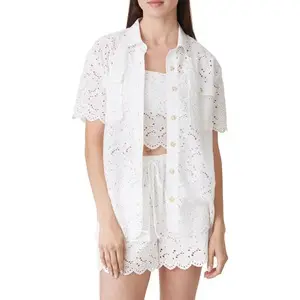 Habitual Eyelet Short Sleeve Shirt - White