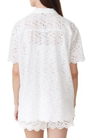 Habitual Eyelet Short Sleeve Shirt - White