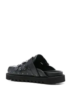 Toga Eyelet Metal Mules - Black