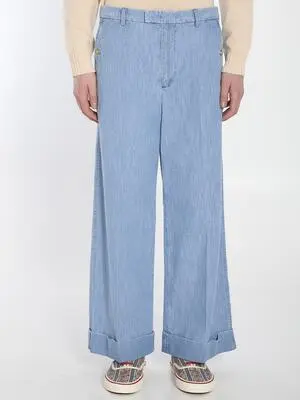 Valentino Garavani Oversized Cotton Trousers - Blue