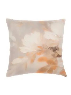 Anaya Brushstroke Floral Linen Euro Pillow With Down Alternative Insert - Beige