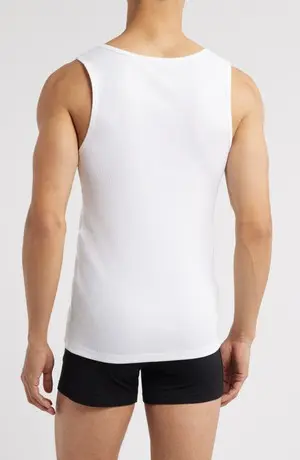 BOSS 3-pack Ribbed Cotton Tanks - White