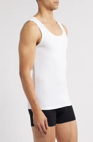 BOSS 3-pack Ribbed Cotton Tanks - White