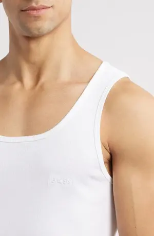 BOSS 3-pack Ribbed Cotton Tanks - White