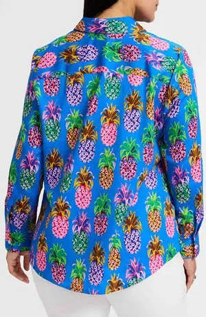 Foxcroft Zoey Pineapple Print Cotton Shirt