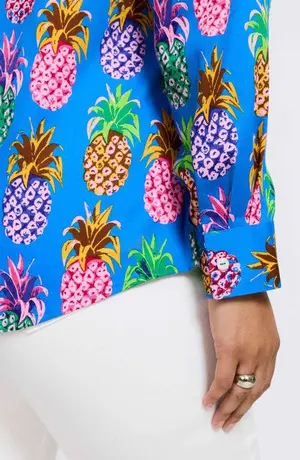 Foxcroft Zoey Pineapple Print Cotton Shirt