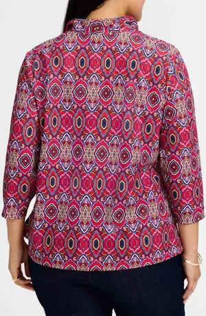 Foxcroft Tammy Tile Print Jersey Top