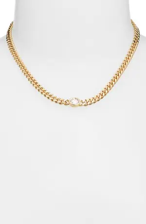CHILD OF WILD Nicolette Curb Chain Necklace With Cubic Zirconia Pendant
