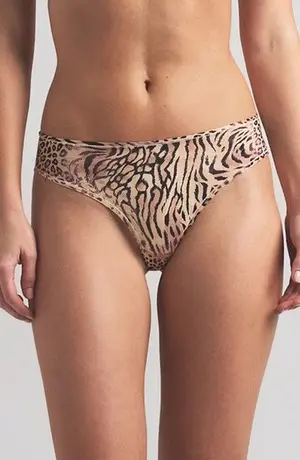 SKIMS Fits Everybody Thong - Sand Multi Animal