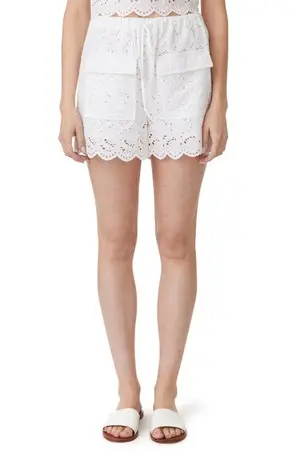 Habitual Embroidered Eyelet Cotton Cargo Shorts - White