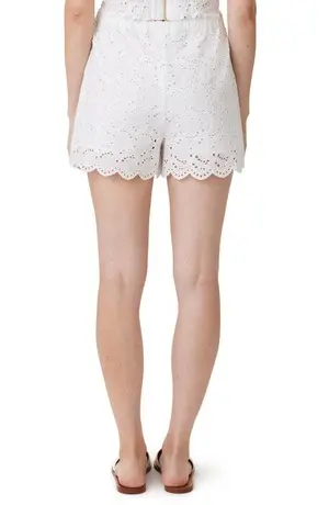 Habitual Embroidered Eyelet Cotton Cargo Shorts - White