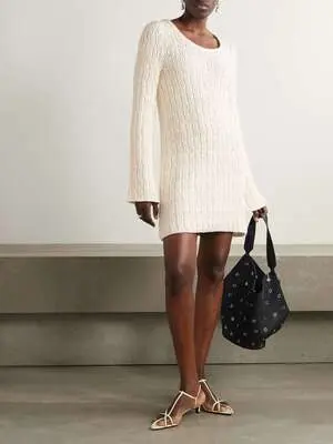Loulou De Saison Aisala Open-knit Cotton-blend Chenille Dress