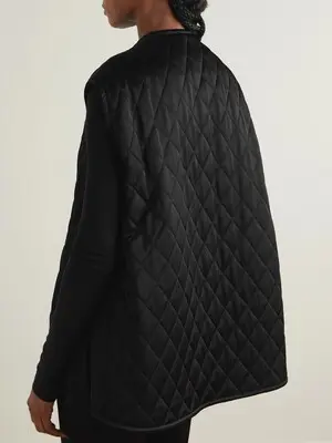 Another Tomorrow Quilted Satin Vest - Black