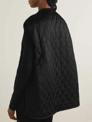 Another Tomorrow Quilted Satin Vest - Black