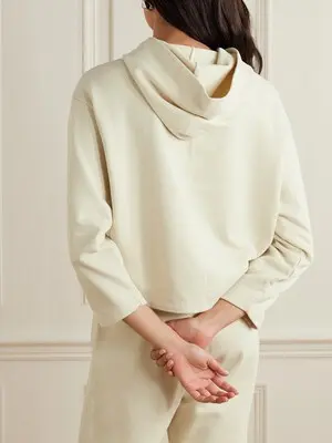 Another Tomorrow Cropped Organic Cotton-blend Jersey Hoodie