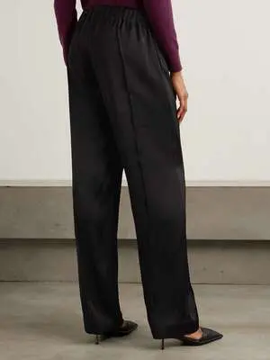 Another Tomorrow Pleated Satin Track Pants
