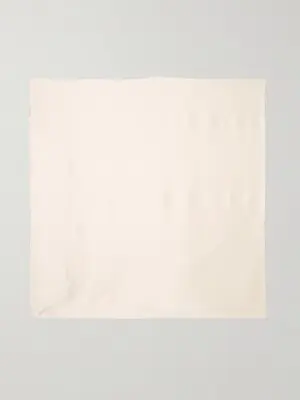 Another Tomorrow Embroidered Satin Scarf - Neutrals