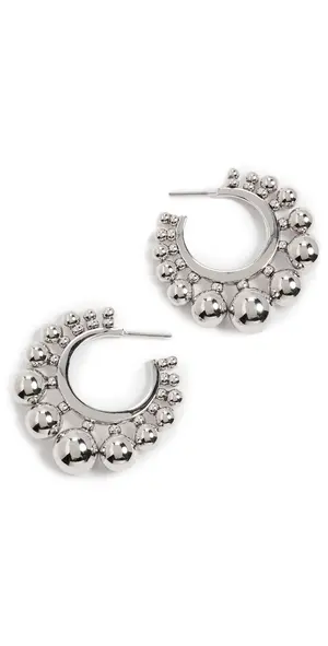 ELSIE FRIEDA Small Graduated Ball Hoop Earrings - Silver