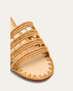 Carrie Forbes Alana Raffia Flat Sandals - Cognac