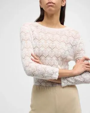 Vince Fine Lace Crewneck Top