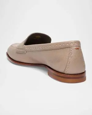 Santoni Marlene Leather Penny Loafers - Beige-e68
