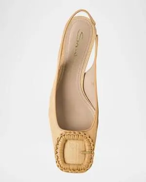 Santoni Raffia Slingback Pumps - Beige