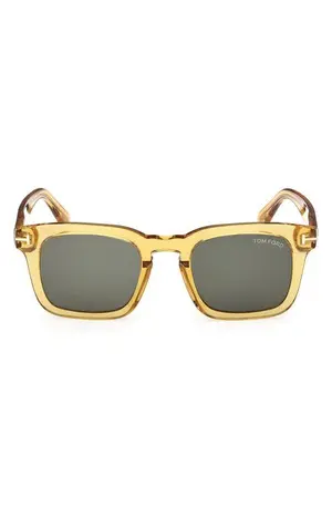 TOM FORD 50mm Square Sunglasses - Shiny Yellow / Green