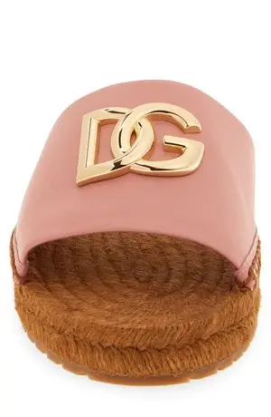 Dolce & Gabbana Dg Logo Espadrille Slide Sandal - Rosa