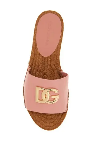 Dolce & Gabbana Dg Logo Espadrille Slide Sandal - Rosa